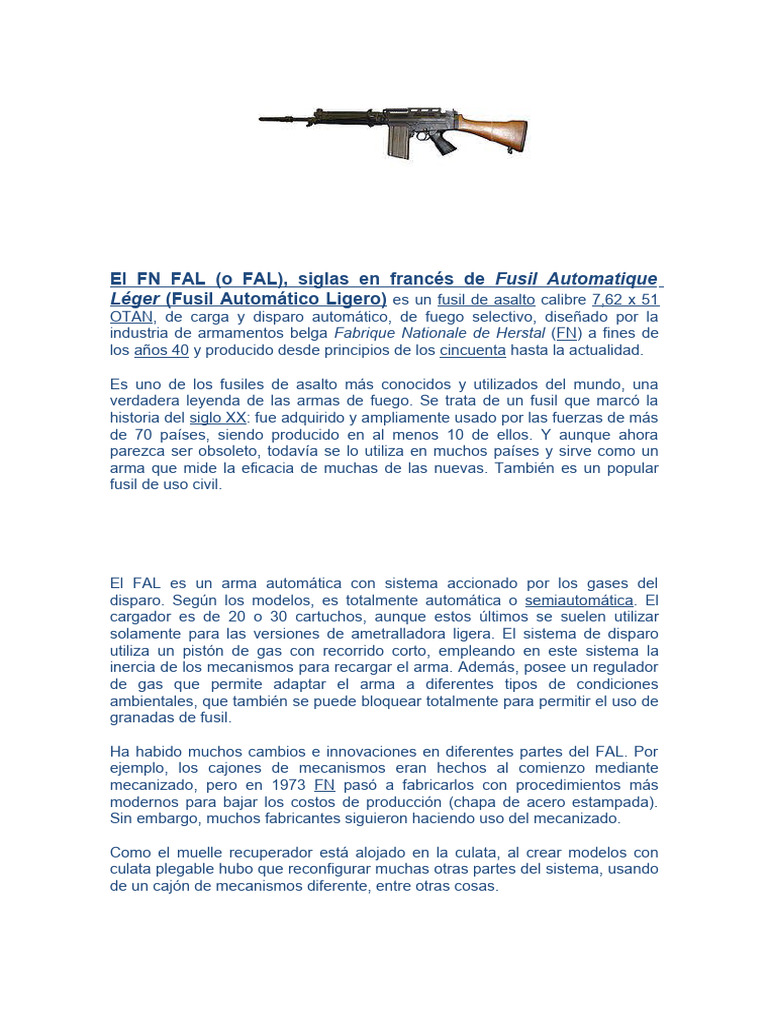 Partes y funcionamiento del FAL | PDF | Rifle | Diseño de arma