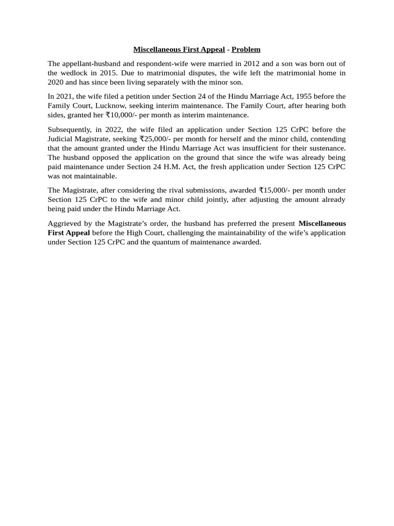 Miscellaneous First Appeal - Problem | PDF