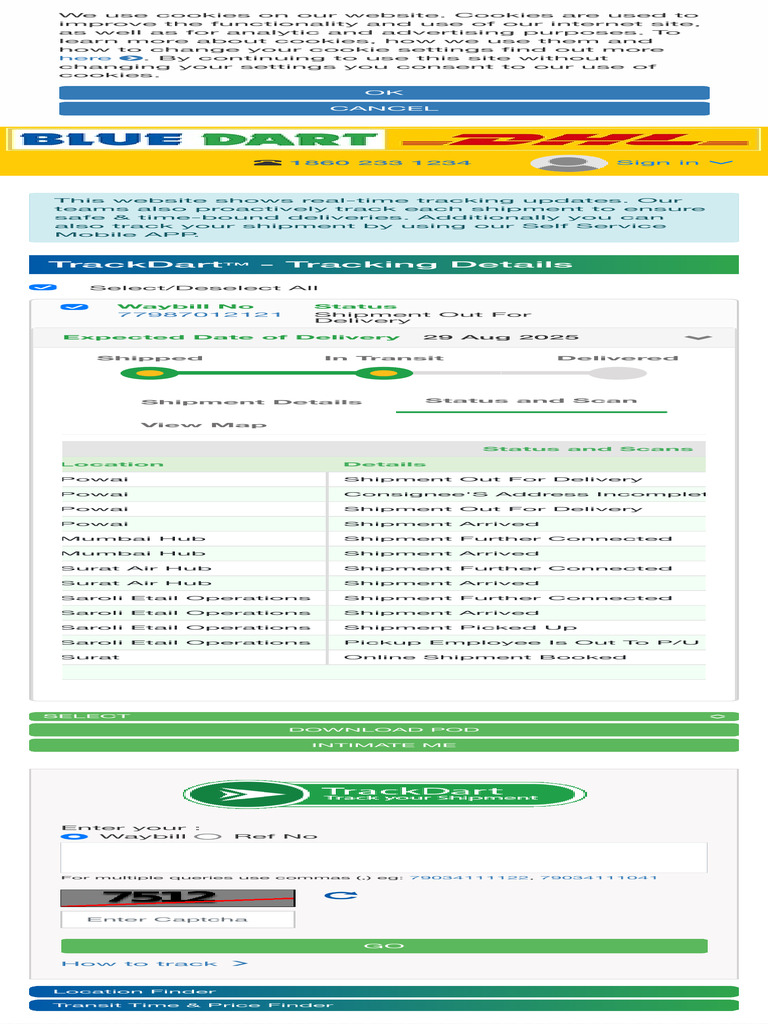 Tracking Details - Bluedart | PDF