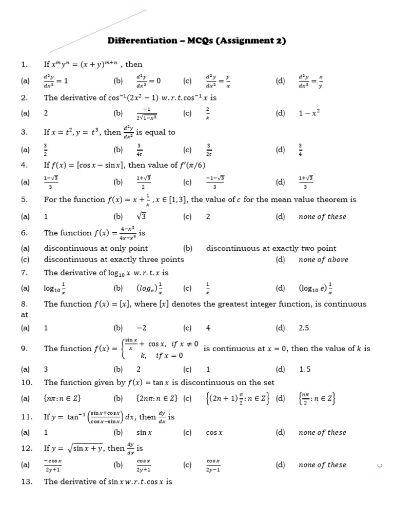 Assignment 2 - Differentiation | PDF | Chess Theory | Chess