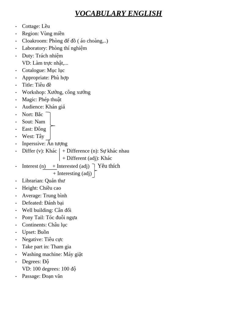 Vocabulary English 6a | PDF