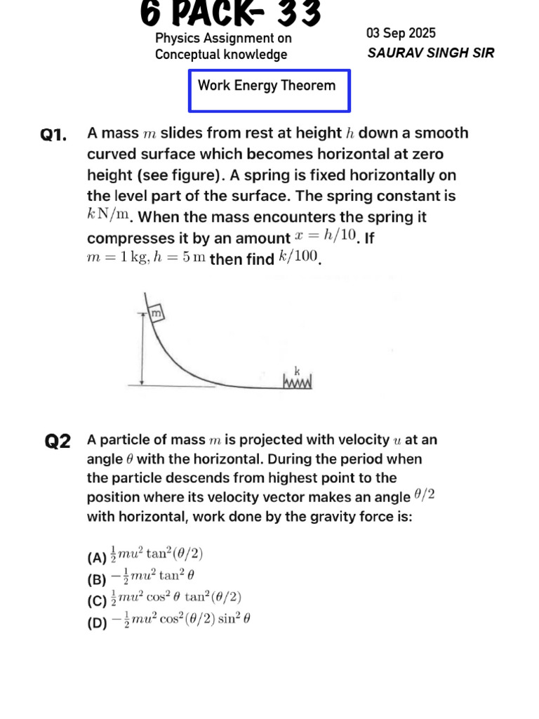 6 PACK-33: Work Energy Theorem | PDF