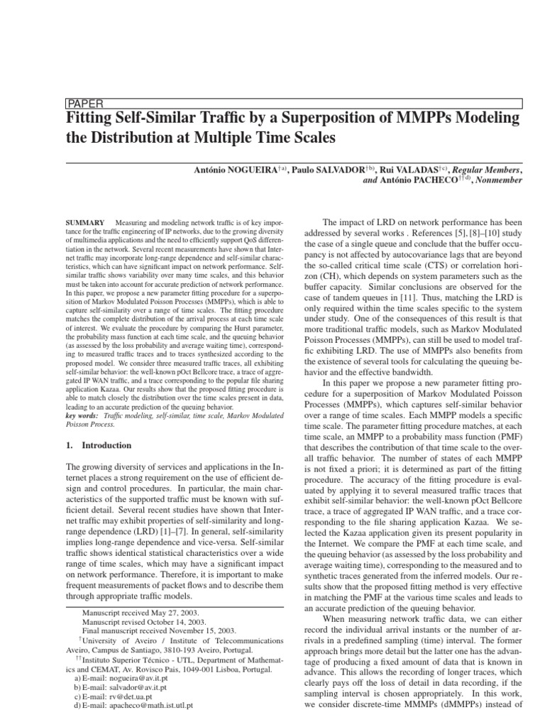 Fitting Self-Similar Traffic by A Superposition of Mmpps Modeling The Distribution at Multiple ...