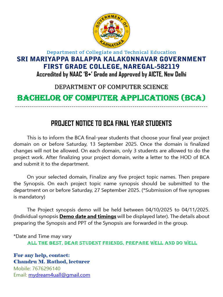 Bca Project Notice | PDF