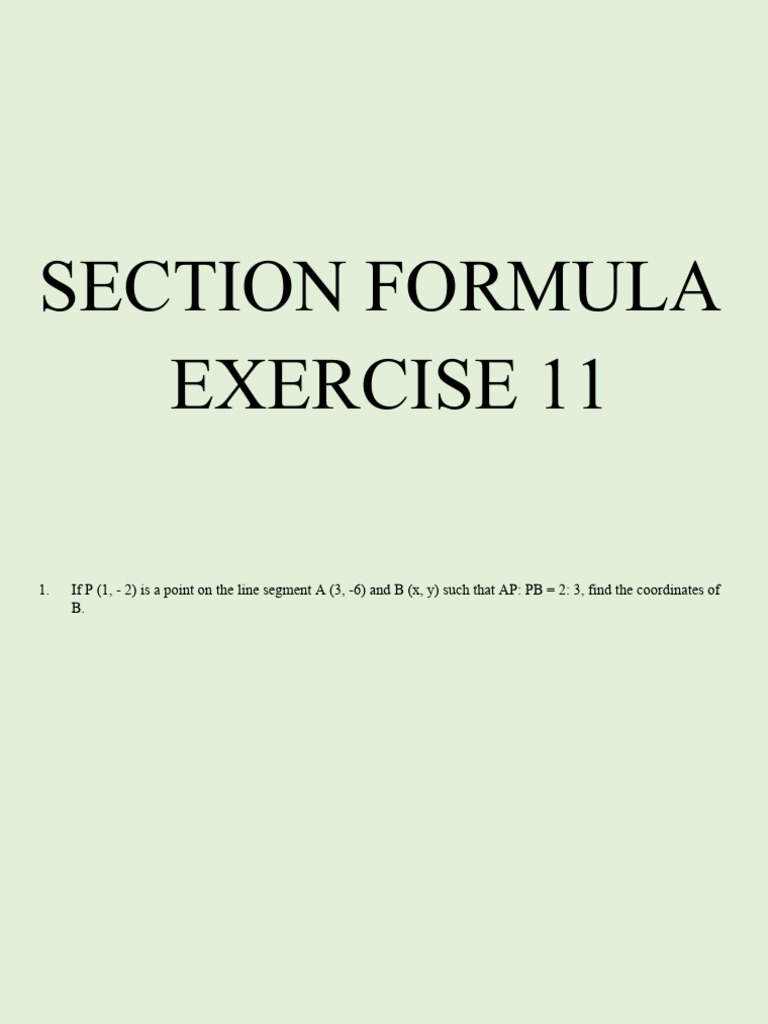 Section Formula Exercise 11 | PDF | Triangle | Elementary Geometry