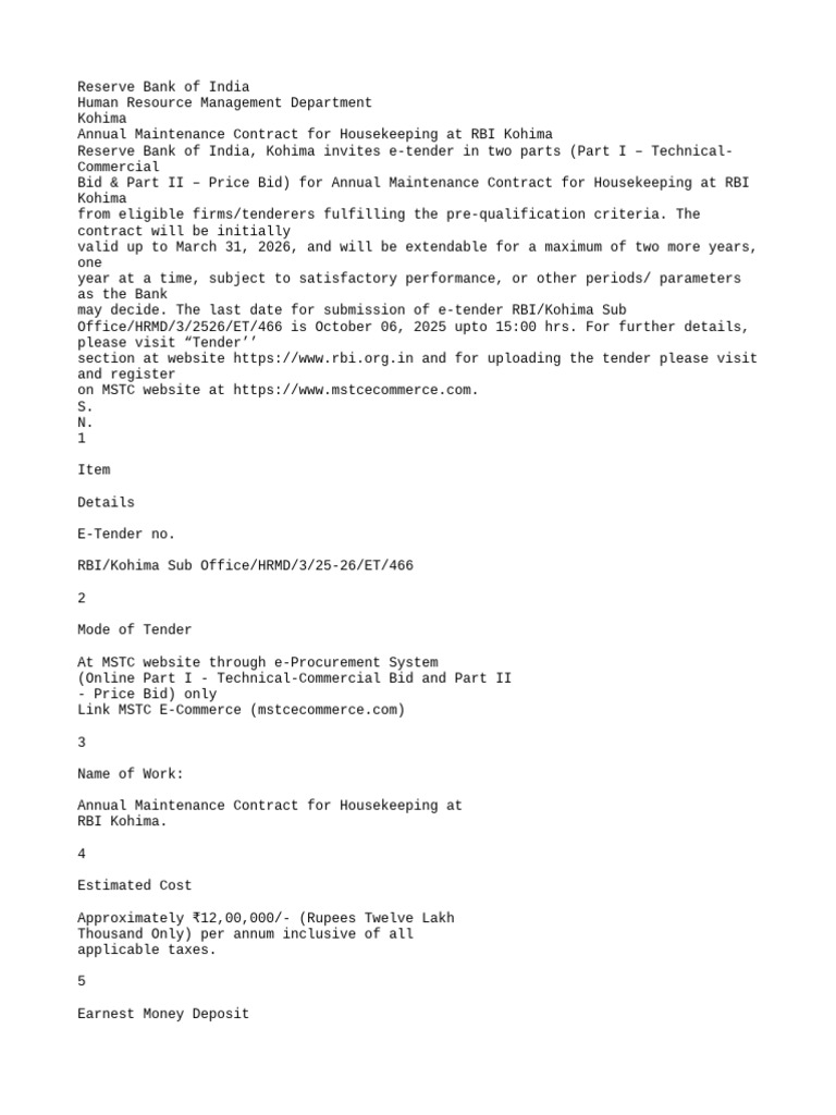 Sample Tender For Annual Maintenance Contract | PDF | Non Disclosure Agreement | Employment