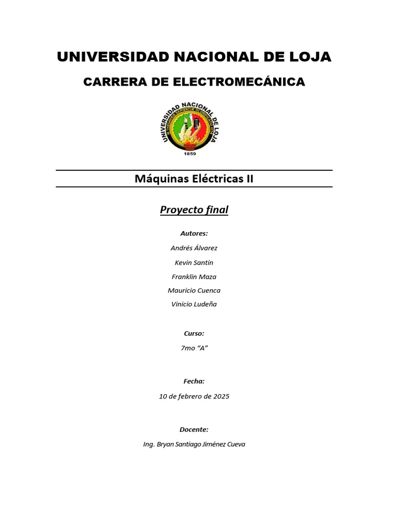 Proyecto Final G3 | PDF | Motor eléctrico | Ingenieria Eléctrica