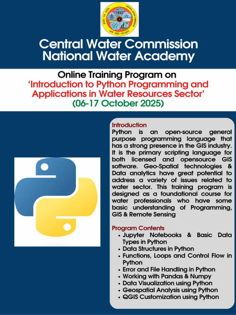 Introduction To Python Programming & Applications in Water Resources Sector (2025) | PDF