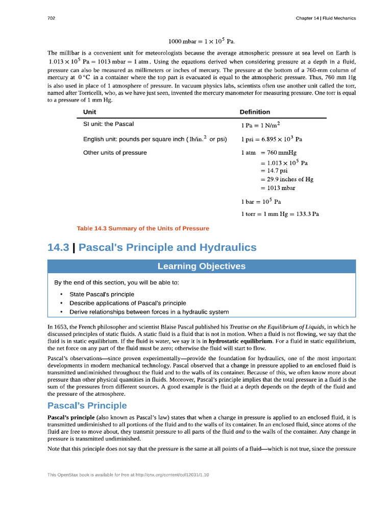Pascal's Principle and Hydraulics | PDF