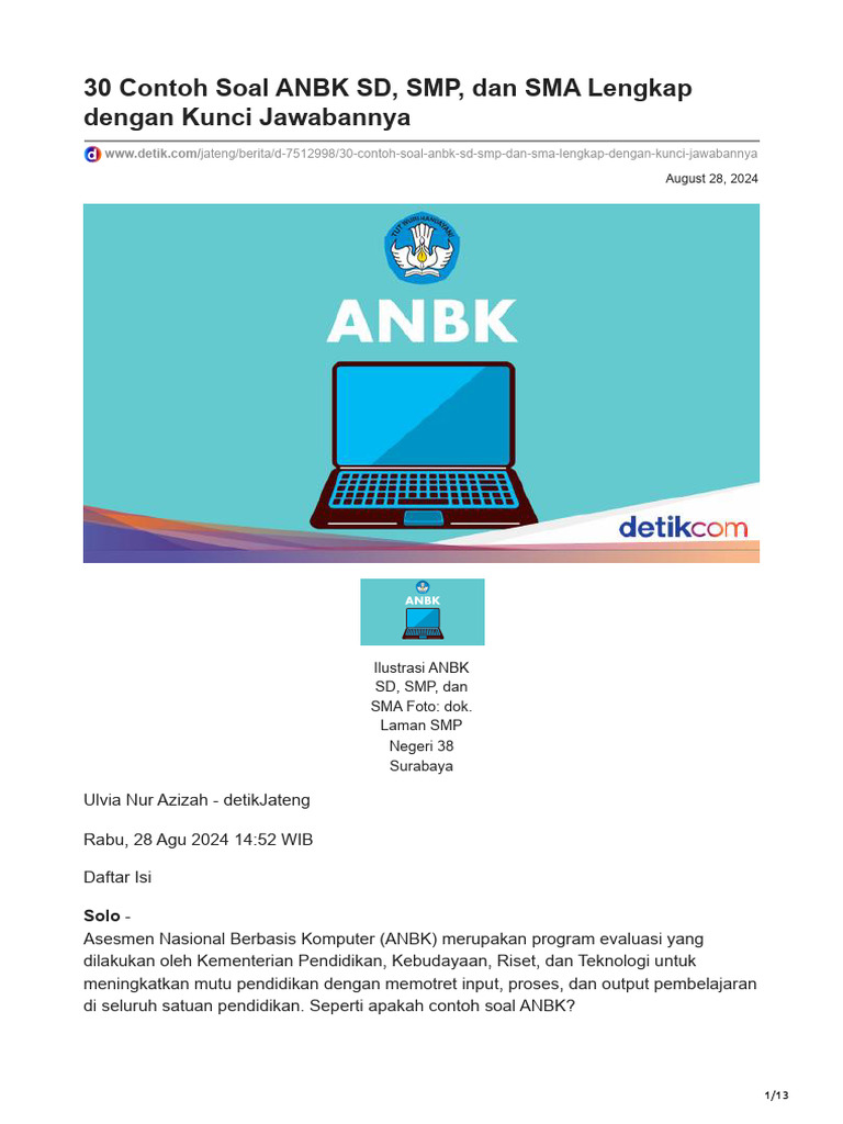 Awscdn.detik.net.Id-30 Contoh Soal ANBK SD, SMP, Dan SMA Lengkap Dengan ...