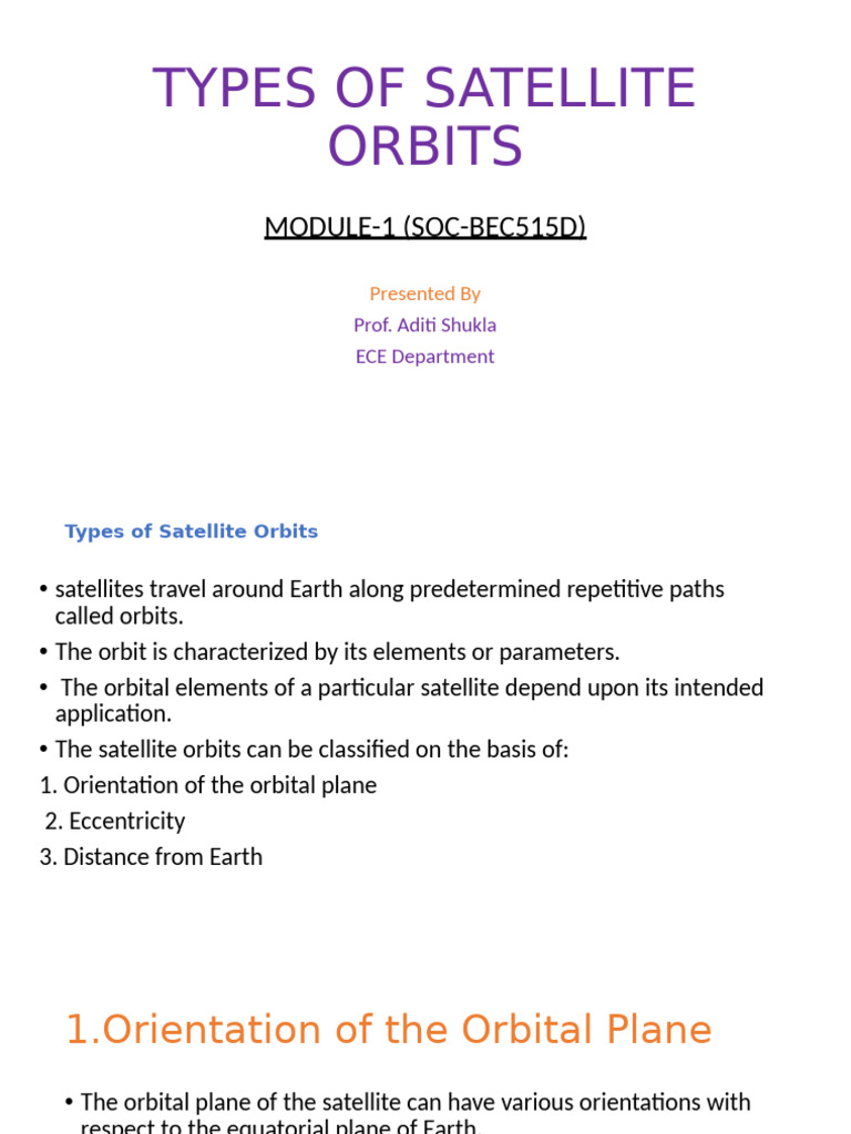 Types of Satellite Orbits Explained | PDF | Orbital Inclination | Orbit