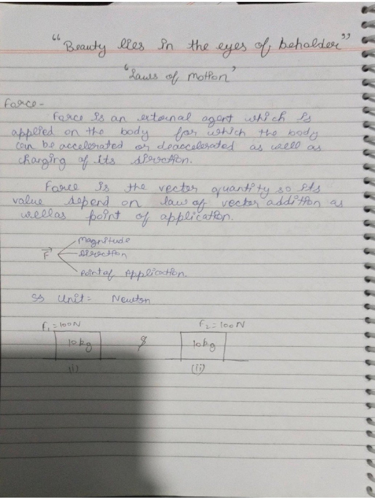Newtons Laws of Motion Class 11 Clqss Notes | PDF