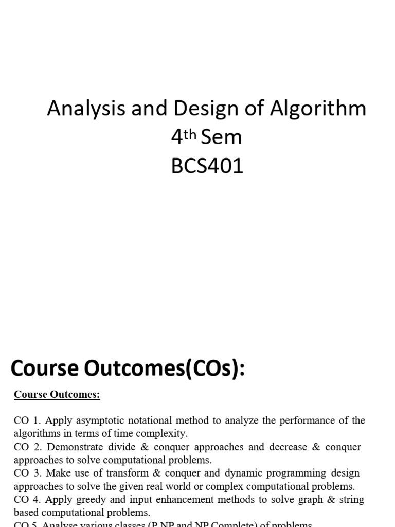 Bcs401 Ada PPT Module1 | PDF | Applied Mathematics | Algorithms And Data Structures