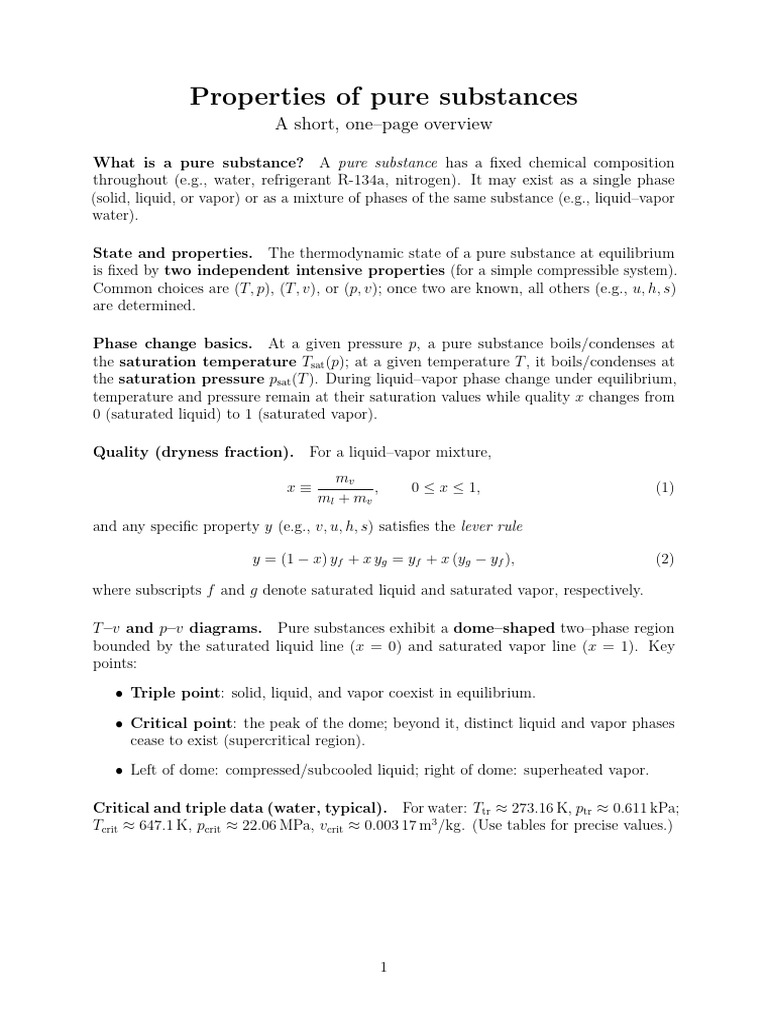 Thermodynamic Properties of Pure Substances | PDF | Thermodynamics ...