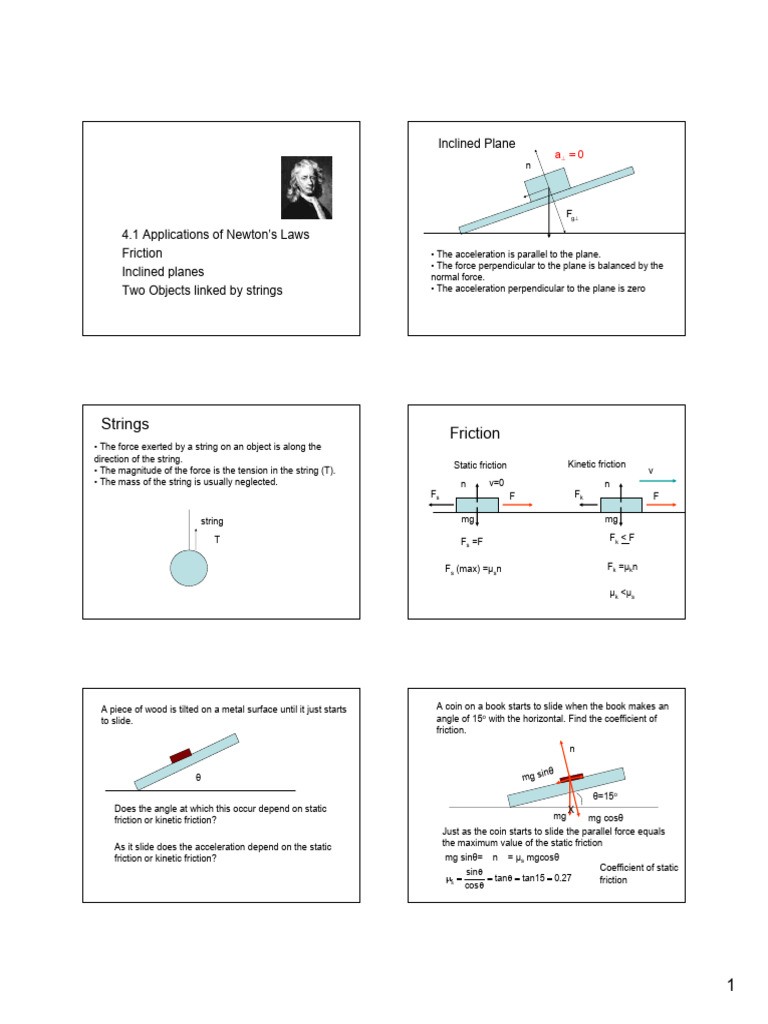 Strings Friction: Inclined Plane | PDF | Force | Friction