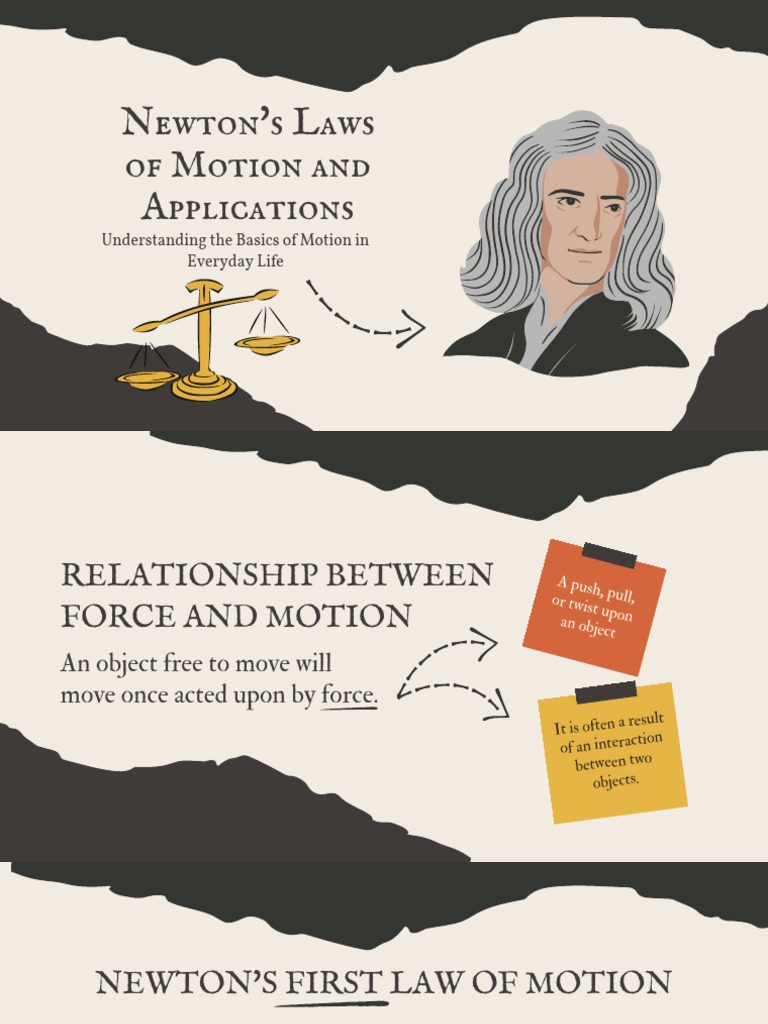 Newton's Laws of Motion at Work Science Presentation in Beige Charcoal ...