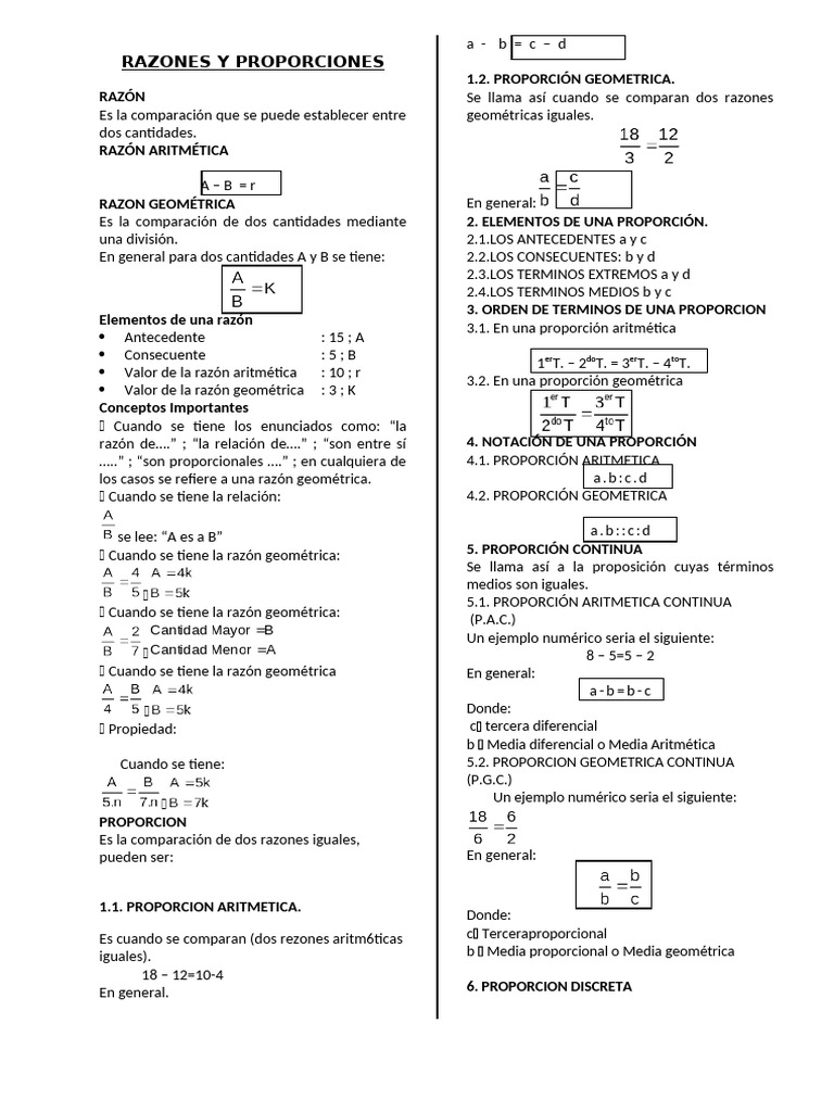 Razones Proporciones 6to Prim | PDF | Proporción | Números