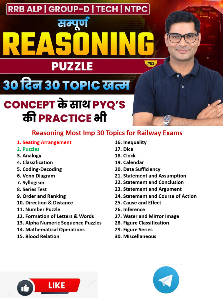 Puzzles Day 3 Complete Reasoning in 30 Days | PDF