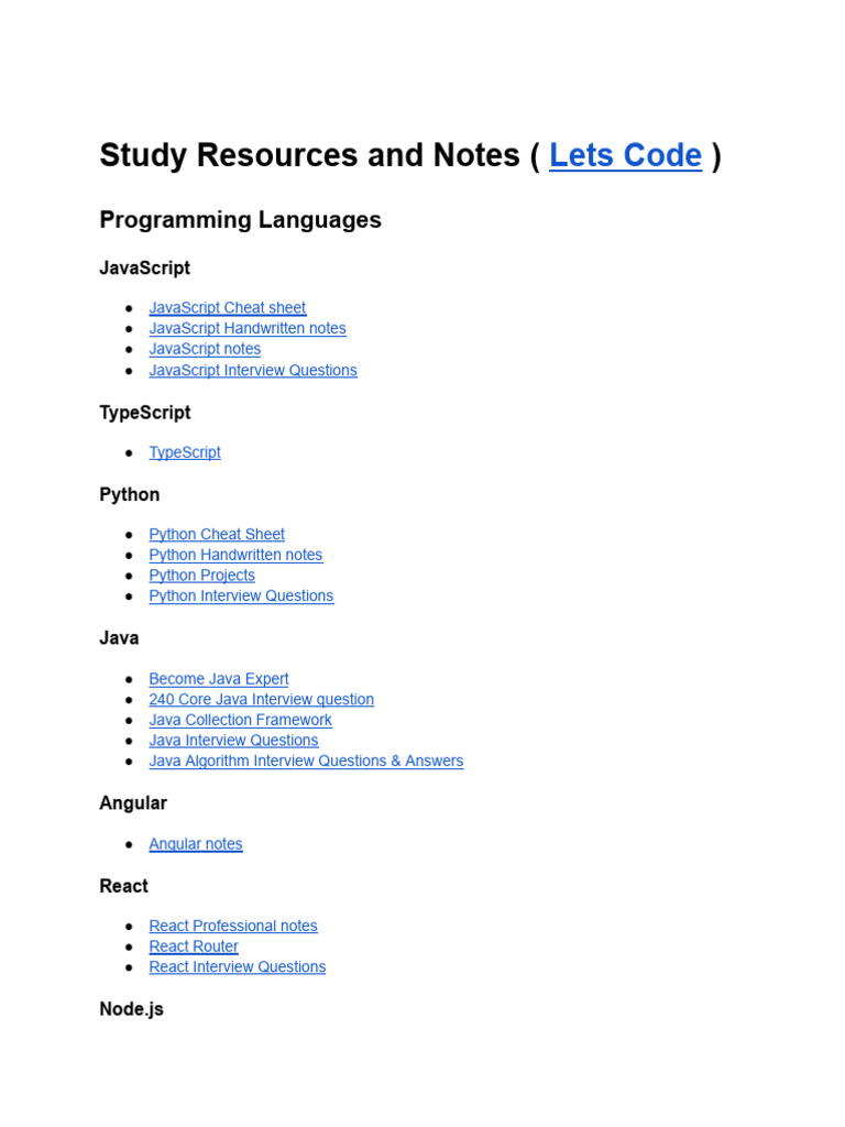Study Resources and Notes (Lets Code) | PDF | Sql | Databases