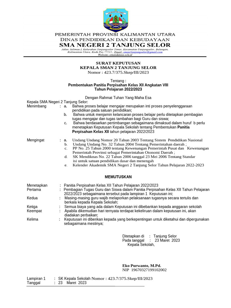 SK Perpisahan Ank 9 2024 | PDF