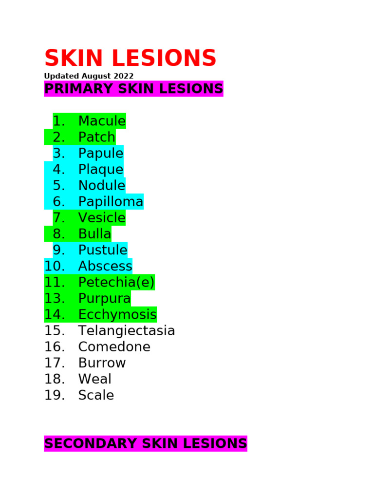Types and Treatments of Skin Lesions | PDF | Topical Medication | Human ...