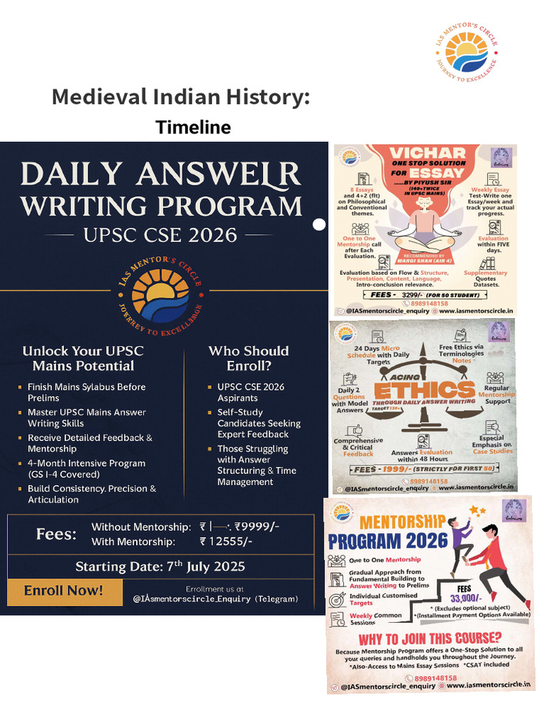 Timeline of Medieval Indian History | PDF | Mughal Empire