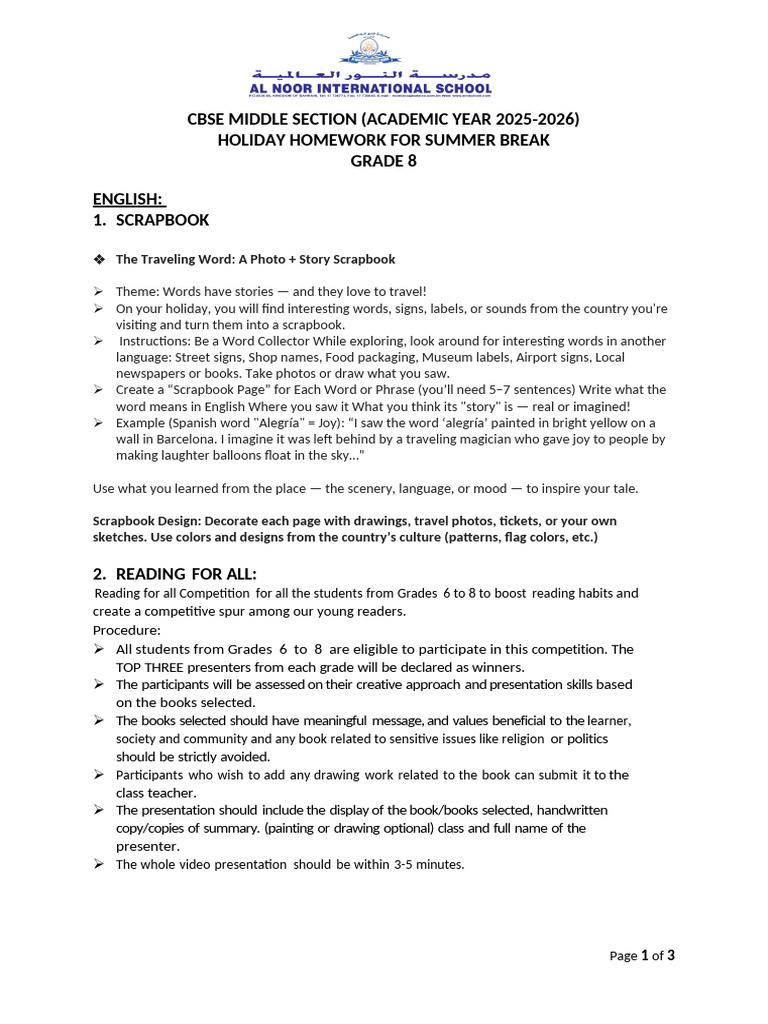 Grade 8 Holiday Homework Guide | PDF | Shape