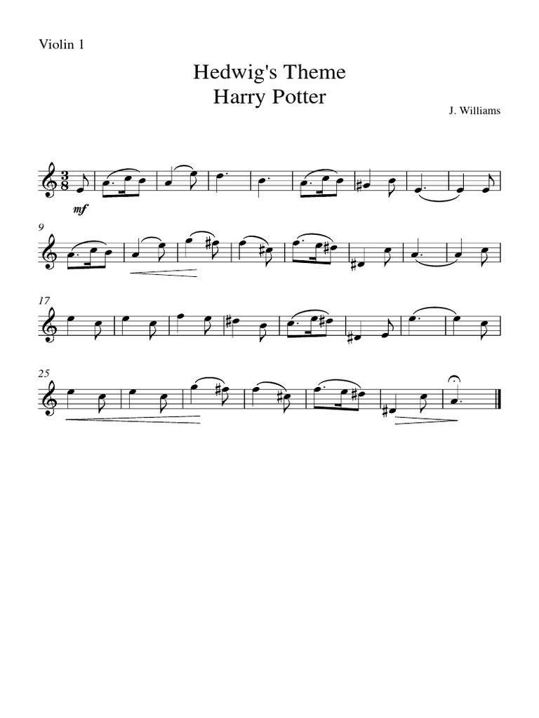 Harry Potter - Hedwig's Theme - Violin 1 | PDF