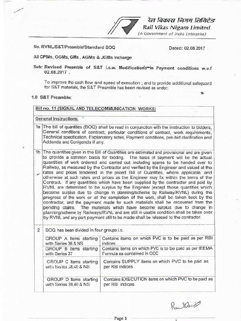 Preamble S&T BOQ | PDF
