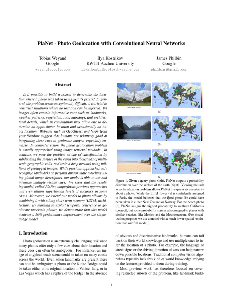 PlaNet - Photo Geolocation With Convolutional Neural Networks | PDF | Accuracy And Precision ...