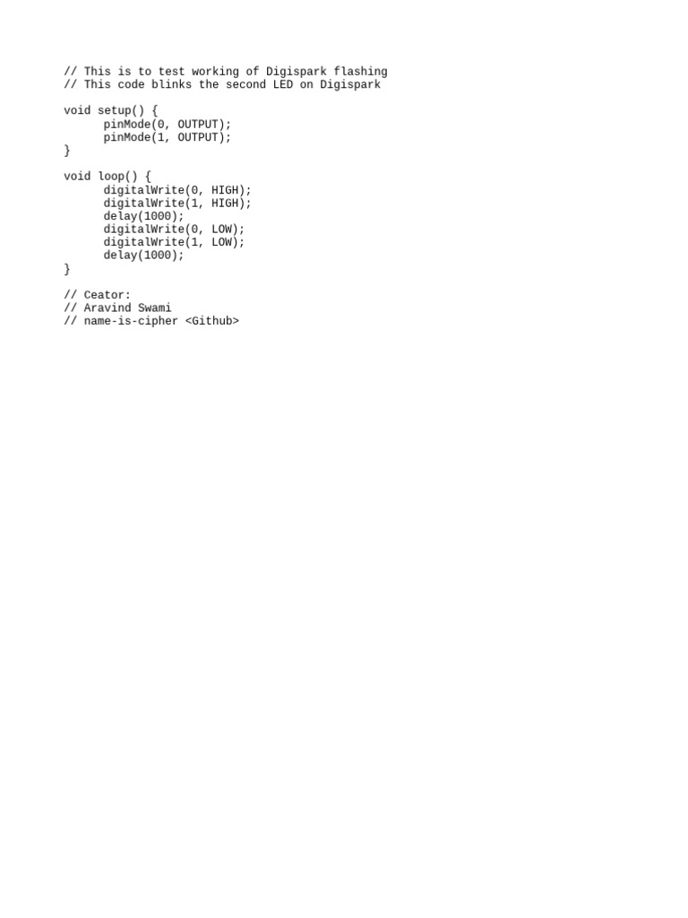 Digispark LED Blink Test Code | PDF