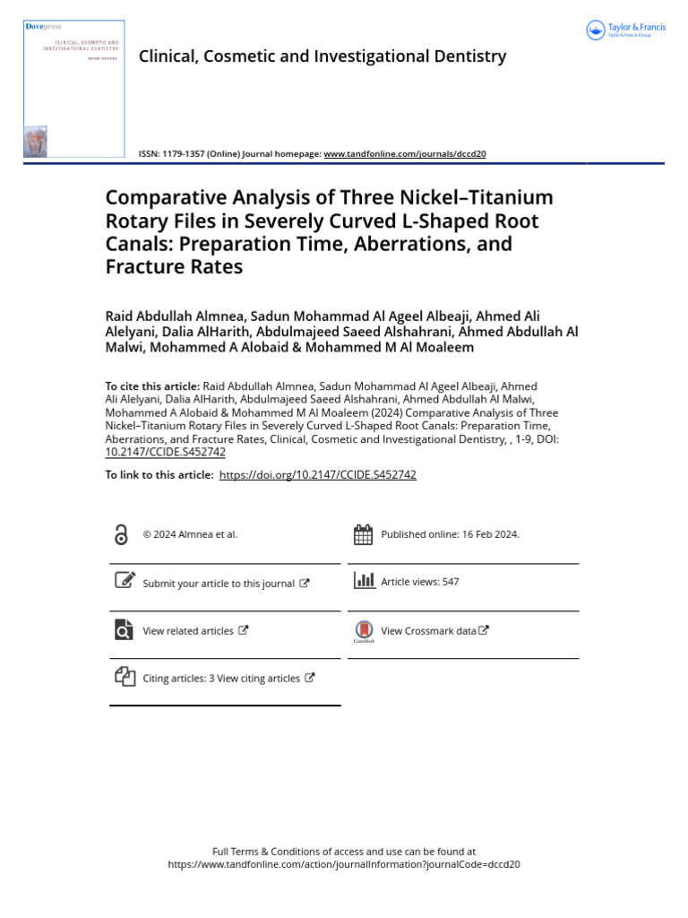 Comparative Analysis of Three Nickel Titanium Rotary Files in Severely ...