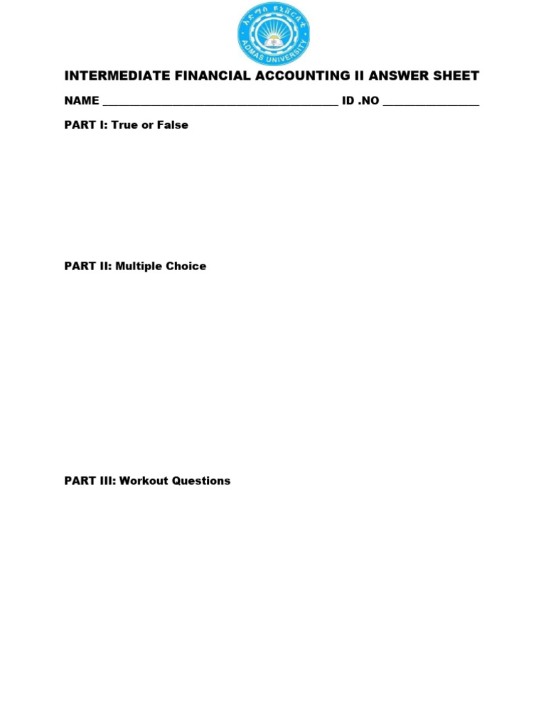 Intermediate Financial Accounting Ii Answer Sheet Pdf
