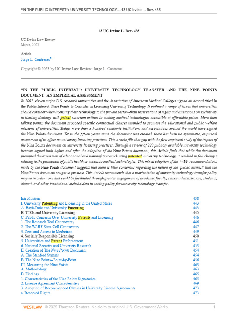 University Technology Transfer Impact Study | PDF | Patent