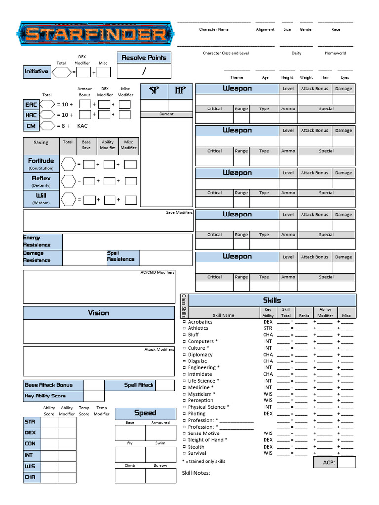Starfinder Character Sheet | PDF