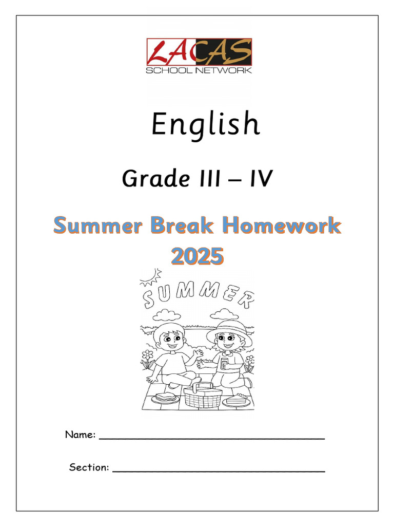 Holiday Homework - Grade 3 Promoted Tom Grade 4 | PDF