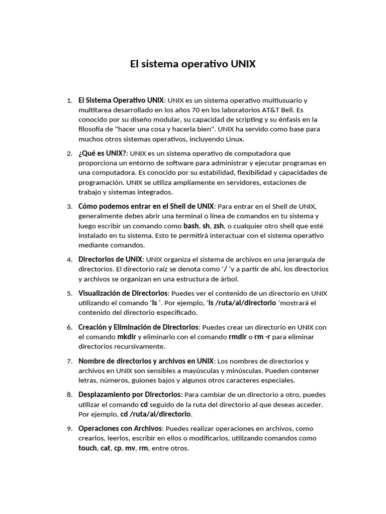 El Sistema Operativo UNIX | PDF | Archivo de computadora | Unix