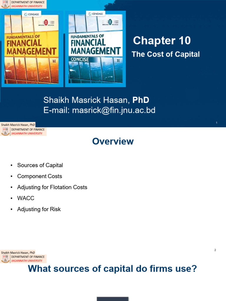 CH 10 Cost of Capital - Brigham - SMH PDF | PDF | Cost Of Capital ...