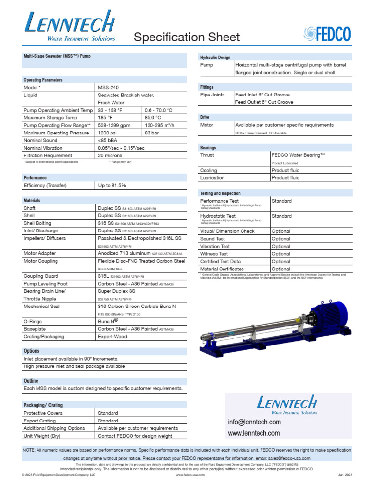 Fedco MSS 240 L - 250913 - 213452 | PDF | Pump | Continuum Mechanics