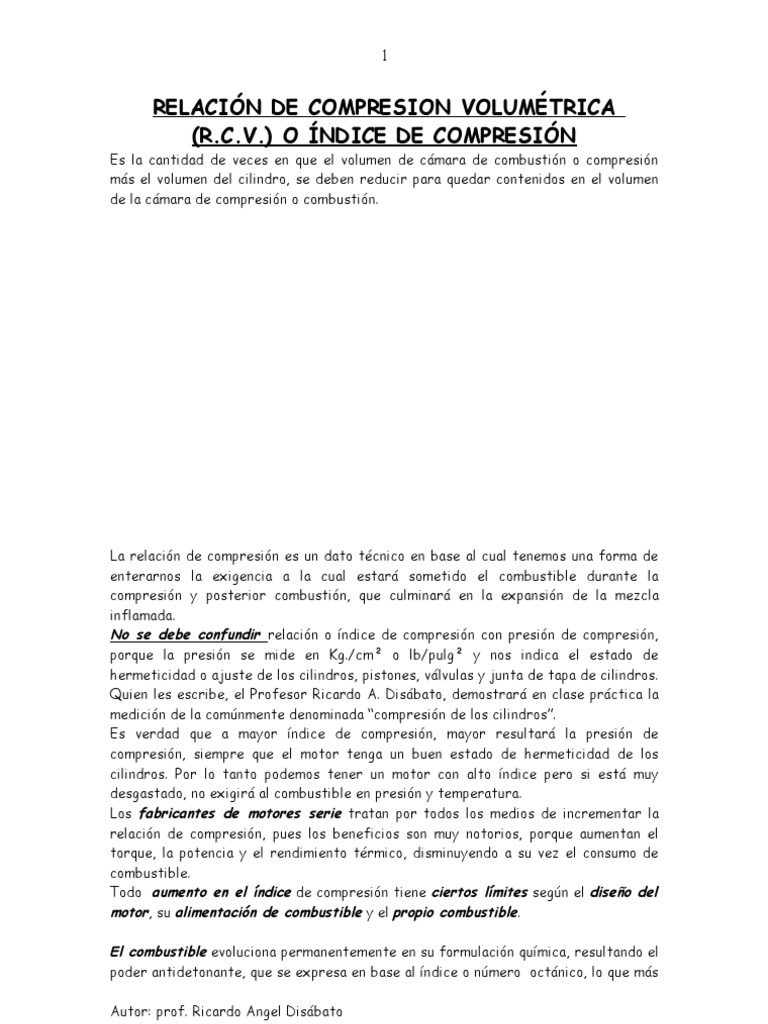 Relación de Compresión en Motores | PDF | Carburador | Acelerador