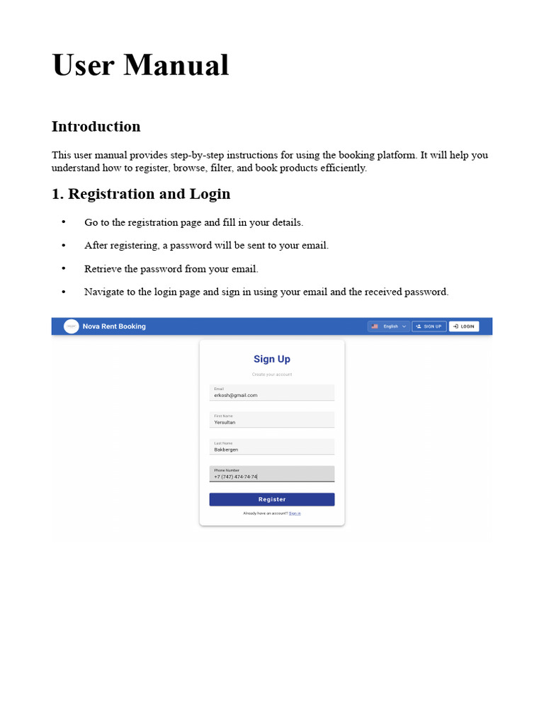 Booking Platform User Manual | PDF