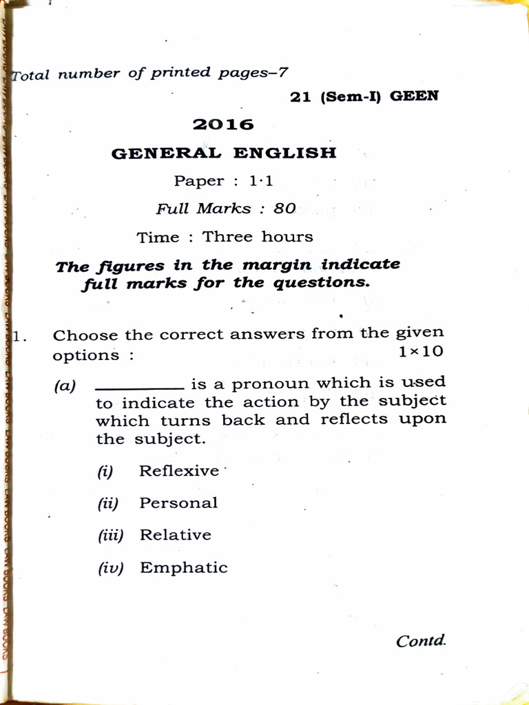 1st Semester BA LLB 5years English PYQs | PDF | Verb | Subject (Grammar)