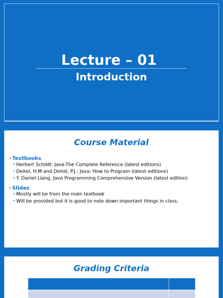 AOOP - Lecture 01 02 - Introduction | PDF | Java (Programming Language) | Class (Computer ...