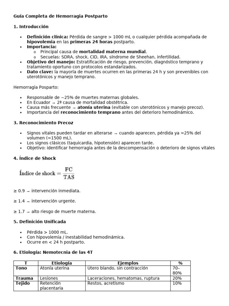 Guía Completa de Hemorragia Postparto | PDF | Parto | Especialidades Medicas