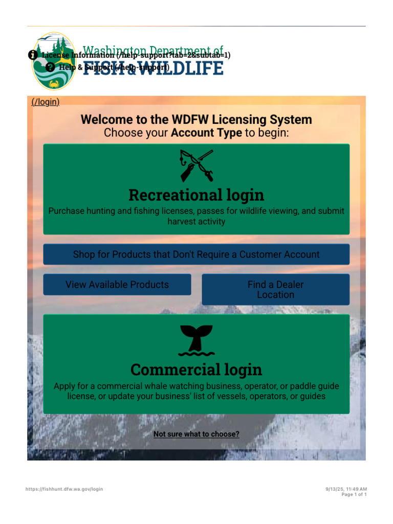 WDFW Wild System - Login | PDF