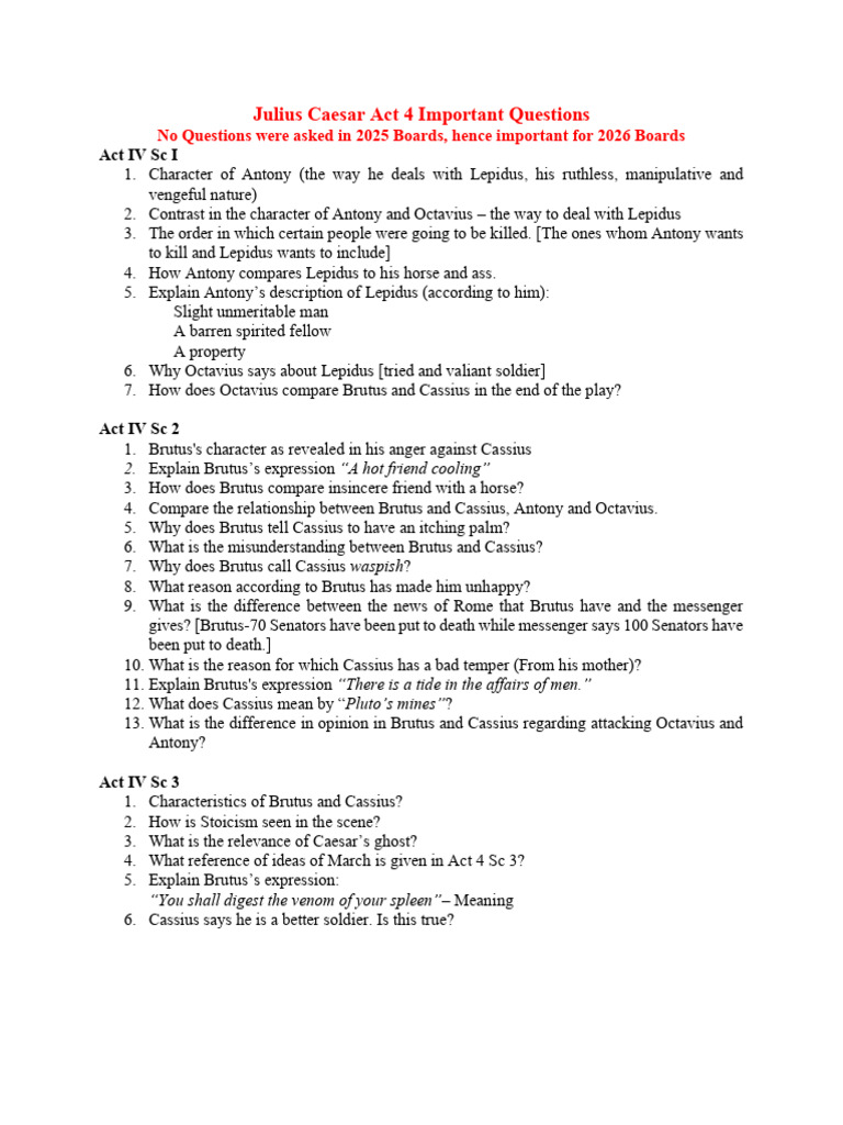 Act 4 Insights: Julius Caesar Analysis | PDF