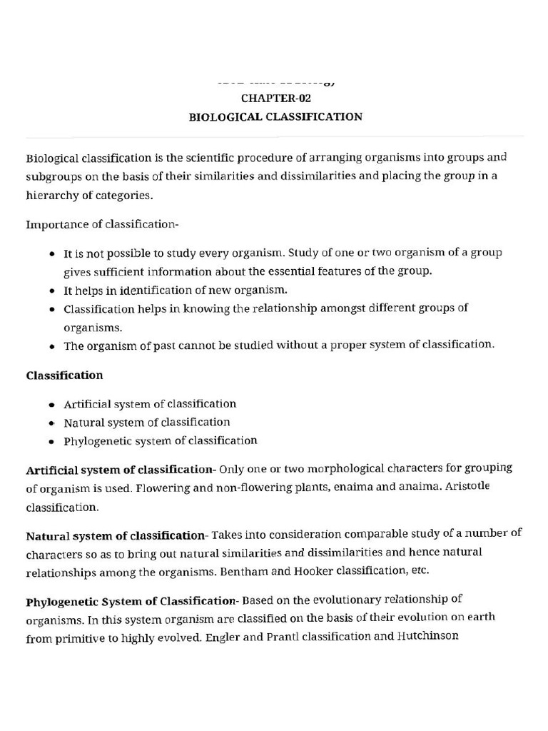Biological Classification Chapter 2 | PDF