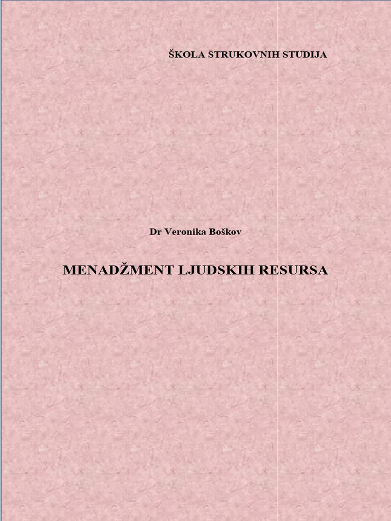 Menadzment Ljudskih Resursa U Turizmu I Hotelijerstvu Boskov Veronika | PDF
