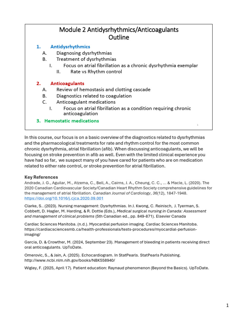 Antidysrhythmics and Anticoagulants Overview | PDF | Coronary Artery ...