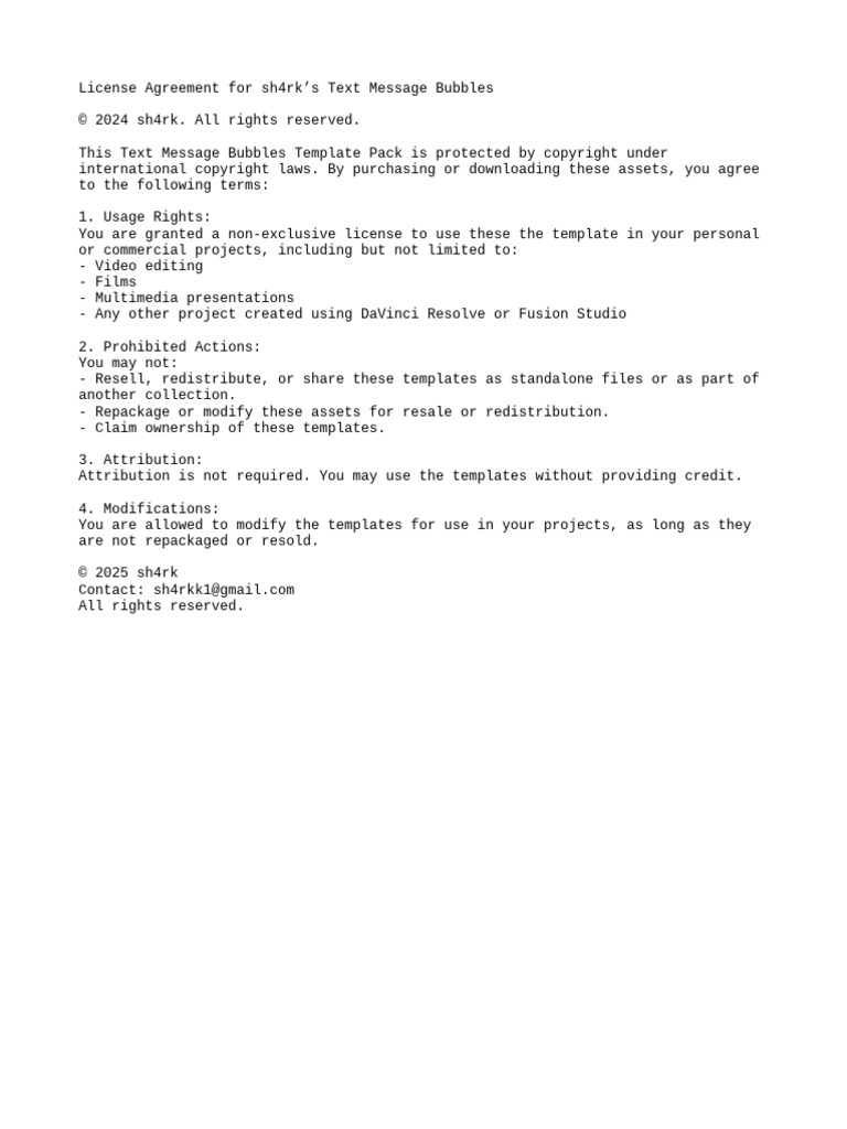 sh4rk Text Message Bubbles License Agreement | PDF